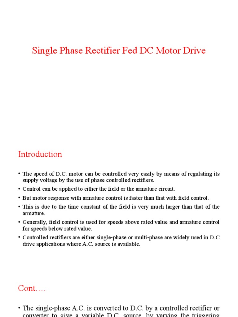 Single Phase Rectifier Fed DC Motor Drive | PDF | Rectifier | Electric ...