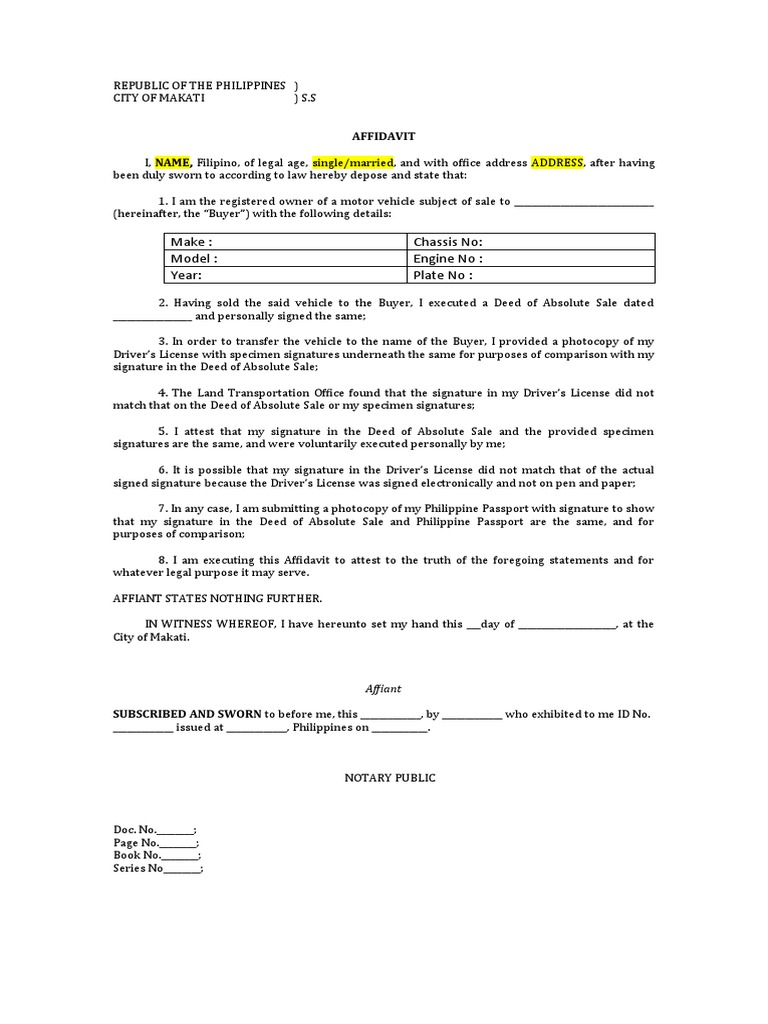 Affidavit Discrepancy Signature | PDF | Affidavit | Document