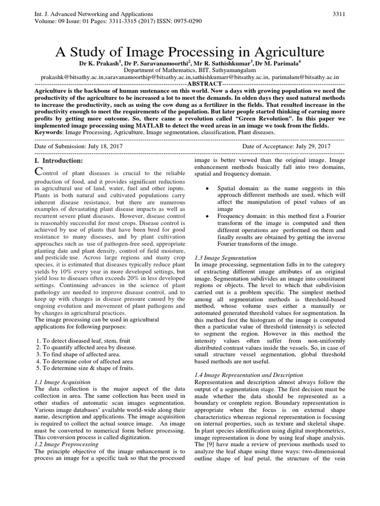 Application of Image Processing N Agricultural | PDF | Image Segmentation | Statistical ...