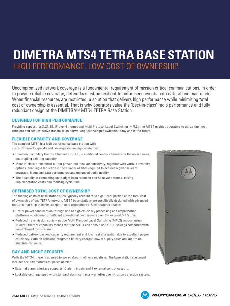 Dimetra Mts4 Tetra Base Station: High Performance. Low Cost of ...