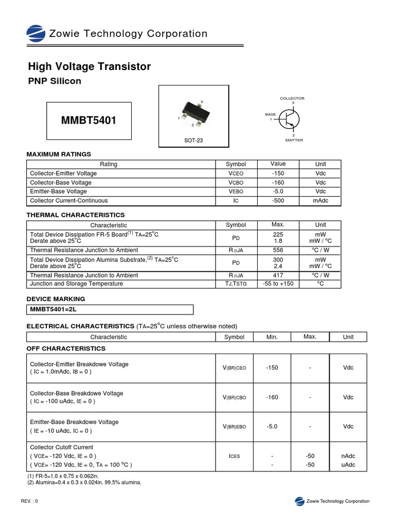 5401 PNP 2L | PDF | Bipolar Junction Transistor | Electrical Circuits