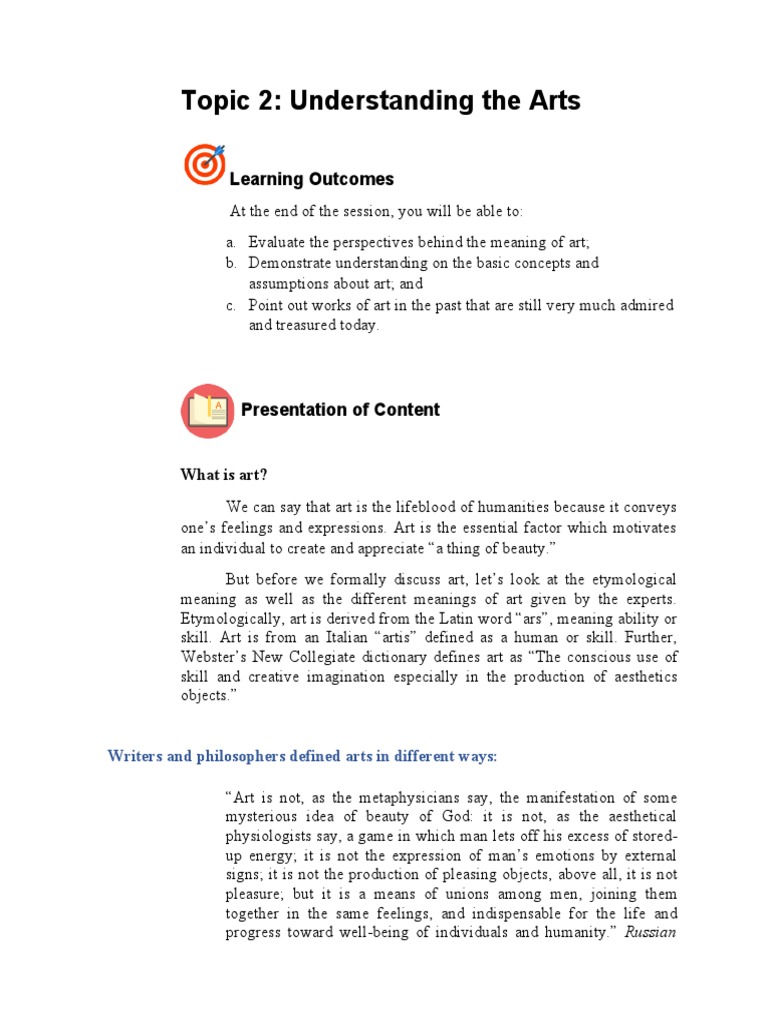 Topic 2: Understanding The Arts: Learning Outcomes | PDF | Aesthetics ...