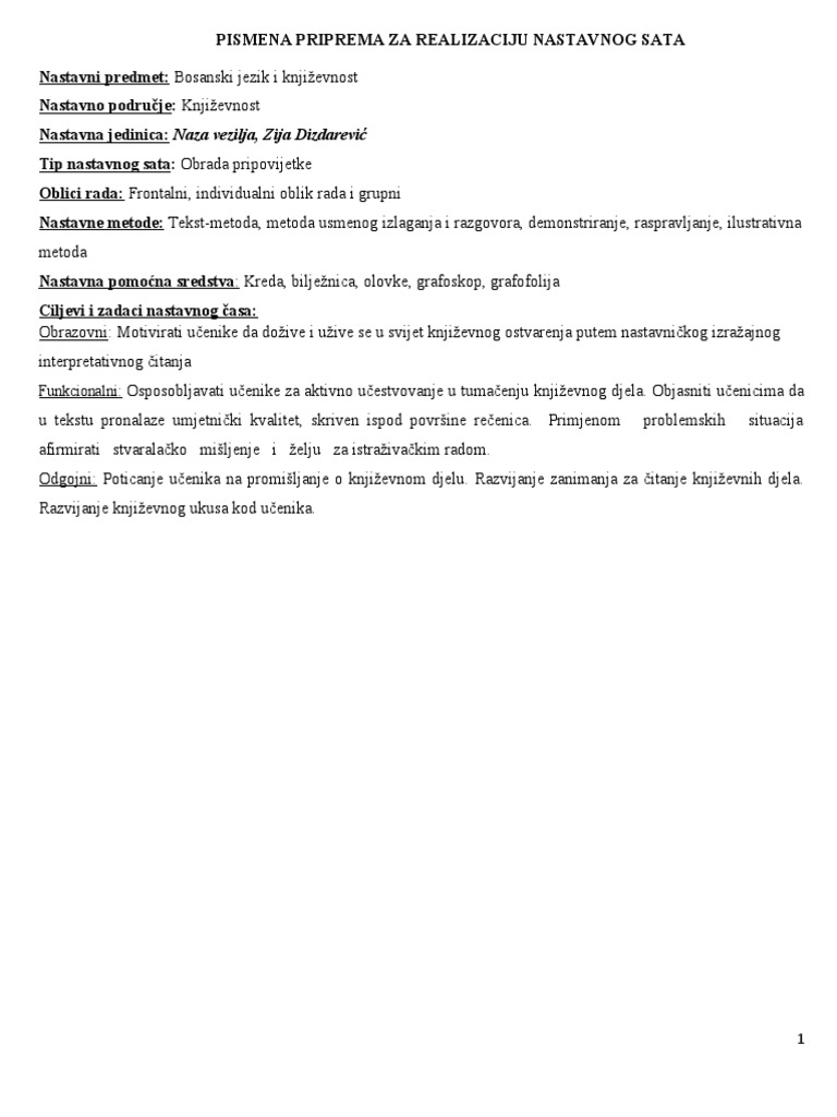 Naza Vezilja - Z.Dizdarević (Model 2) | PDF