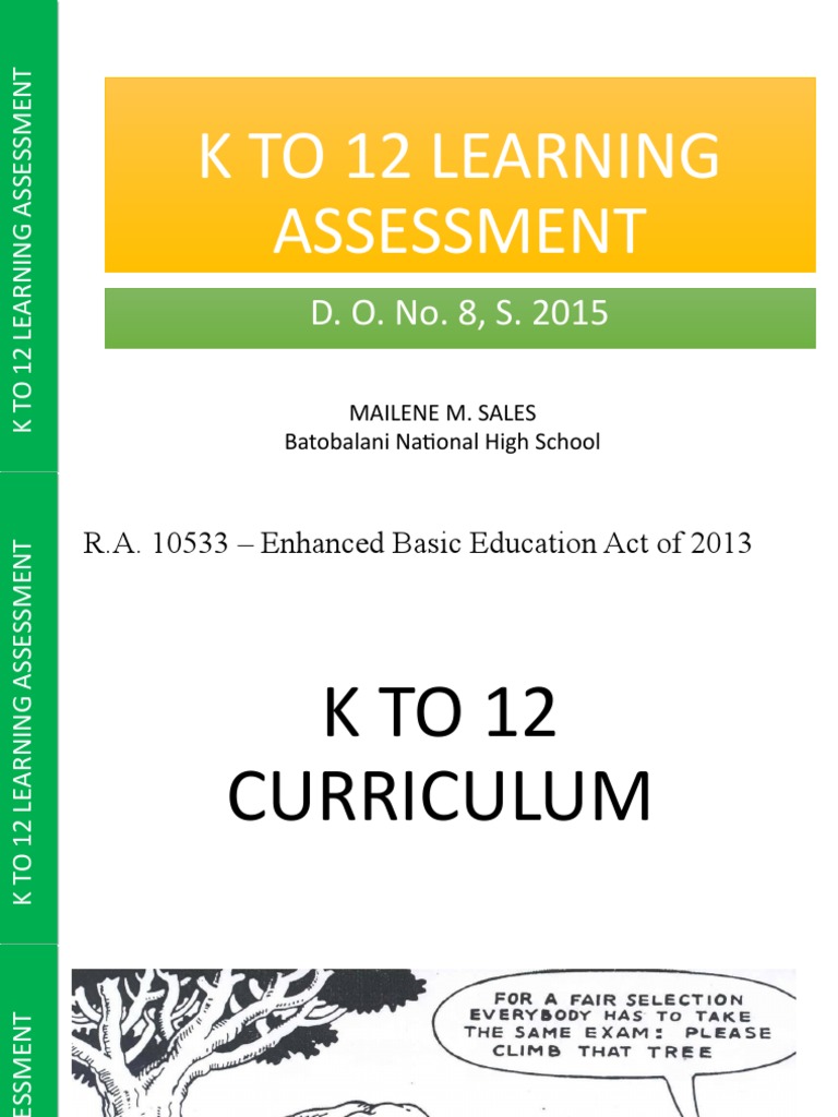 K To 12 Learning Assessment: D. O. No. 8, S. 2015 | PDF | Educational ...