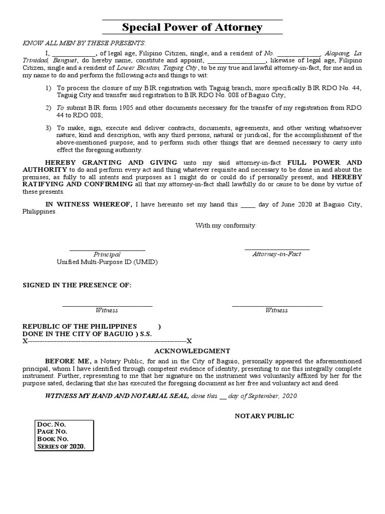 Special Power of Attorney | PDF | Power Of Attorney | Notary Public