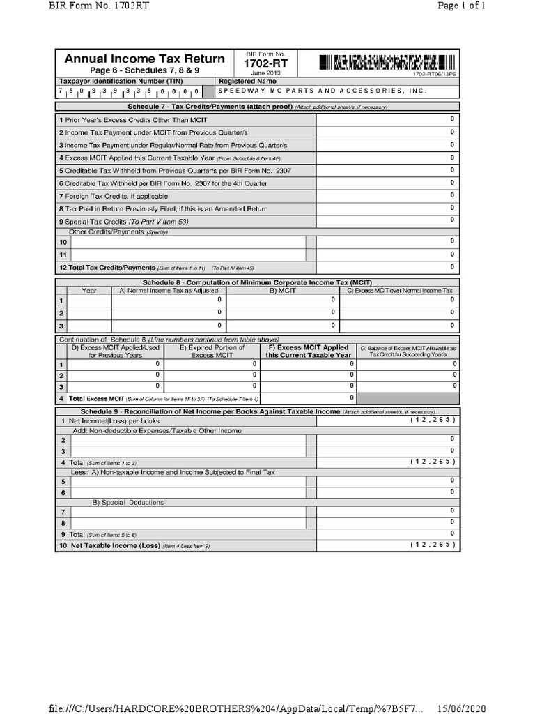 BIR Form 1702RT Overview | PDF | Software | Application Software