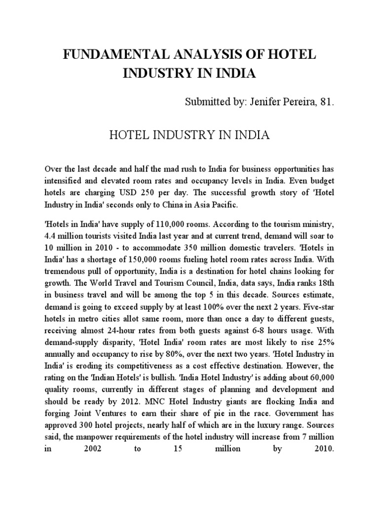 Hotel Industry Growth in India Analysis | PDF | Hotel | Tourism