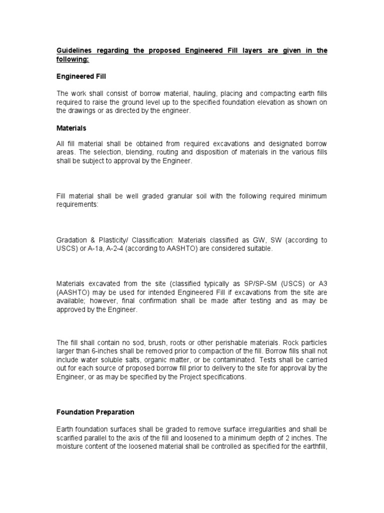 Engineered Fill Construction Guidelines | PDF | Civil Engineering ...