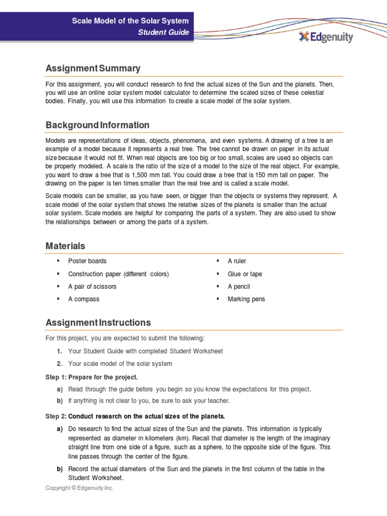 Scale Model of The Solar System Student Guide PDF | PDF | Solar System ...