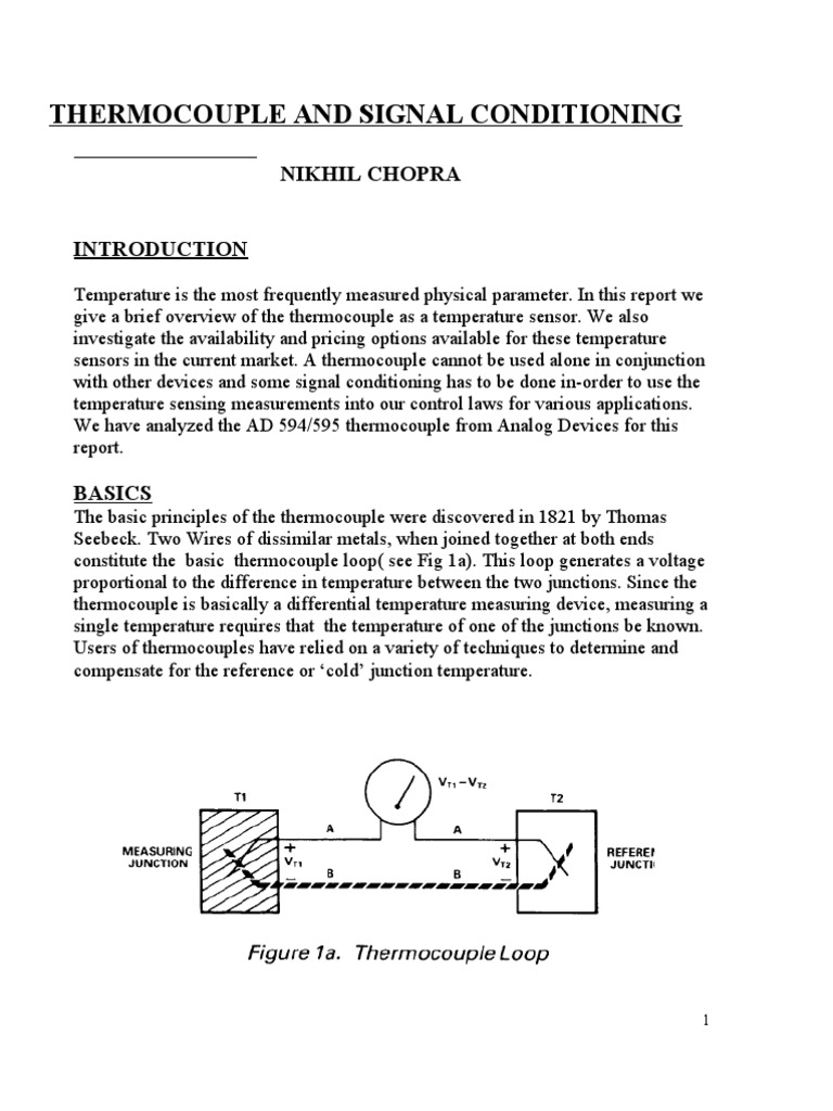 Thermocouple and Signal Conditioning | PDF | Thermocouple | Electrical ...
