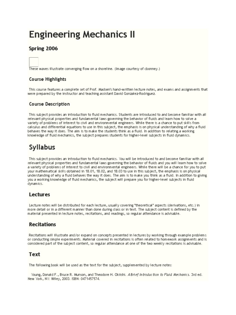 Engineering Mechanics II | PDF | Fluid Mechanics | Mechanics