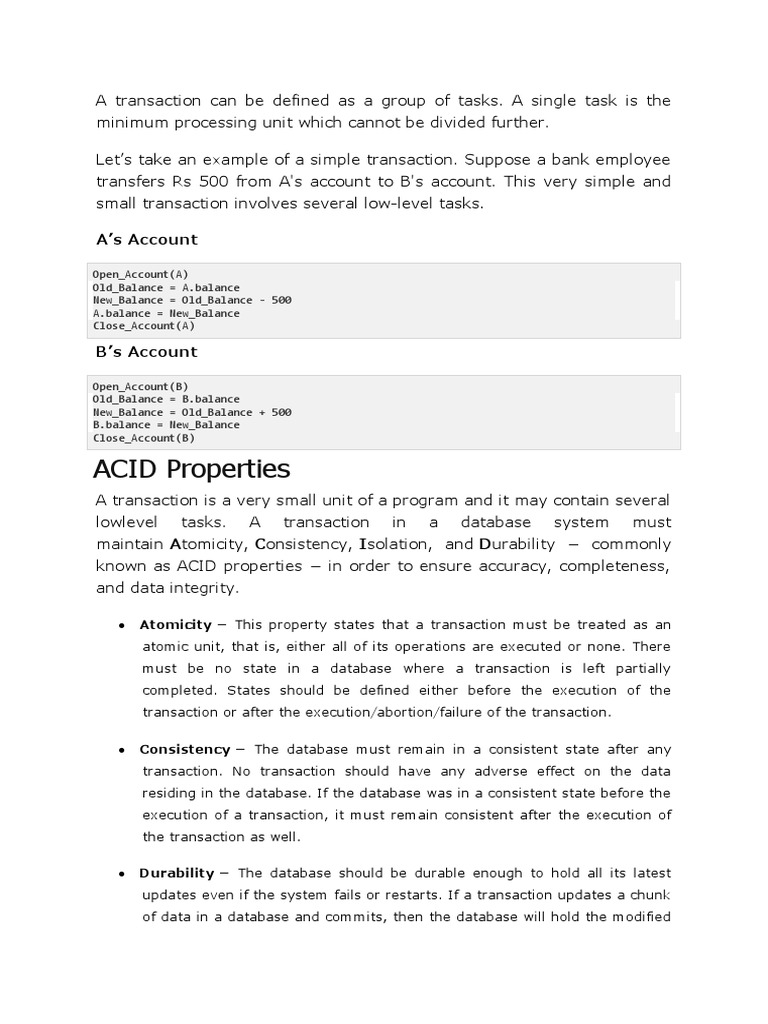 Understanding Database Transactions and ACID | PDF | Database ...