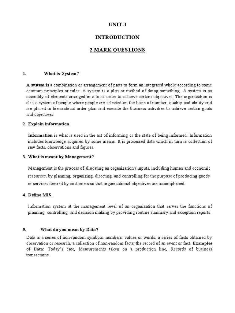 MIS Questions Bank | PDF | Error Detection And Correction | Information ...