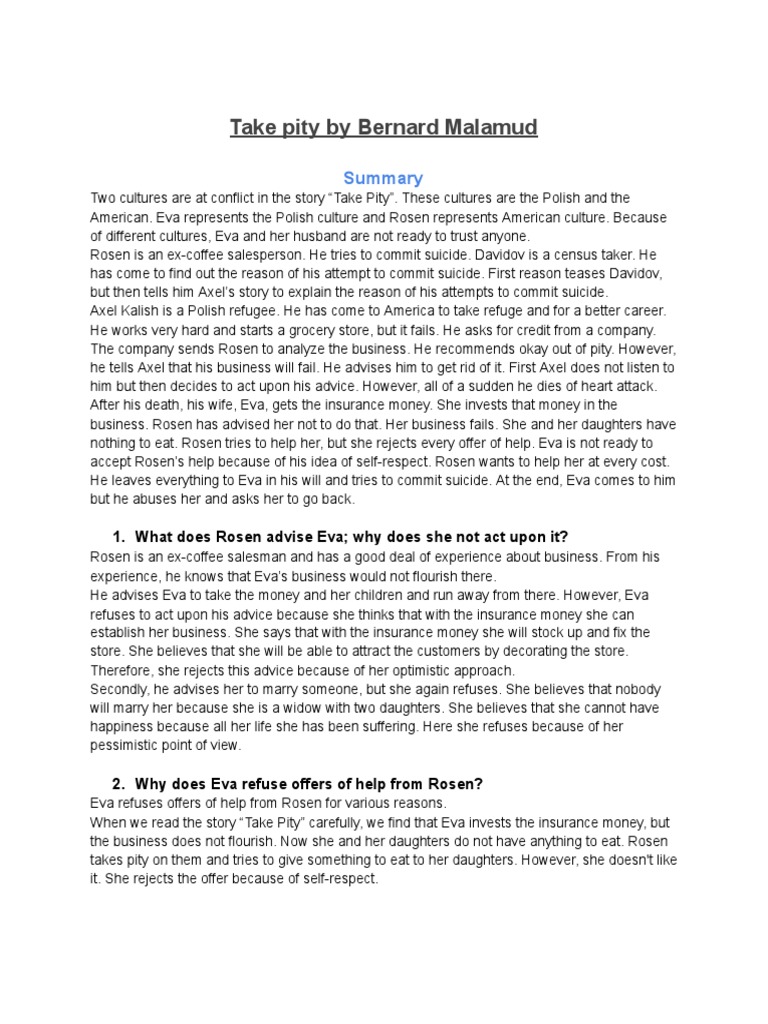 Take Pity by Bernard Malamud | PDF | Self Esteem