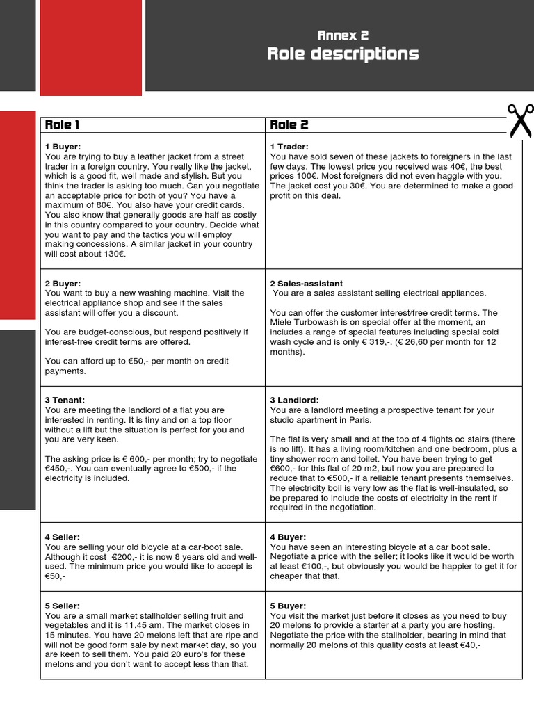 Negotiation Role-Plays | PDF | Sales | Landlord