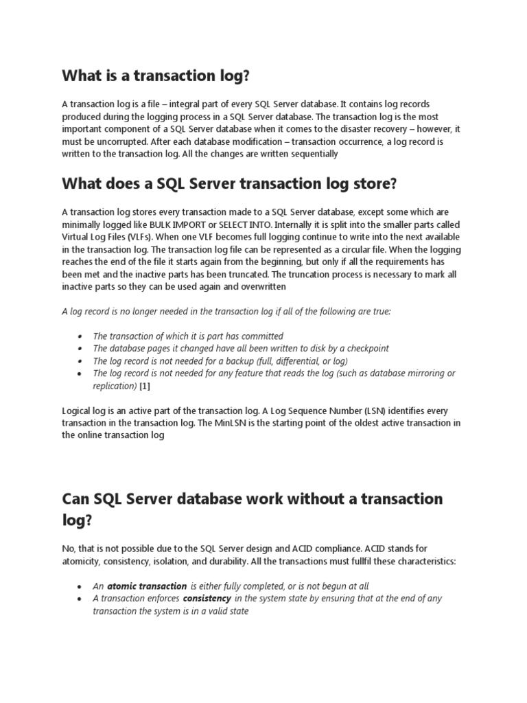 What Is A Transaction Log PEDRO | PDF | Database Transaction | Acid