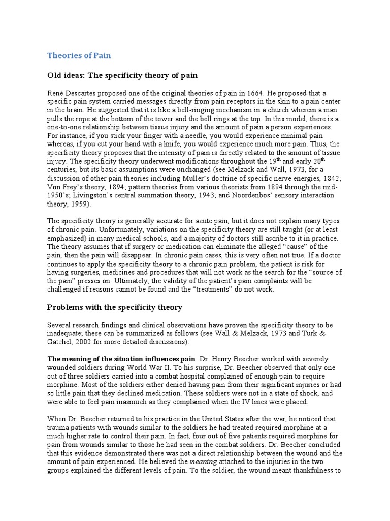 Theories of Pain | PDF | Pain | Nerve