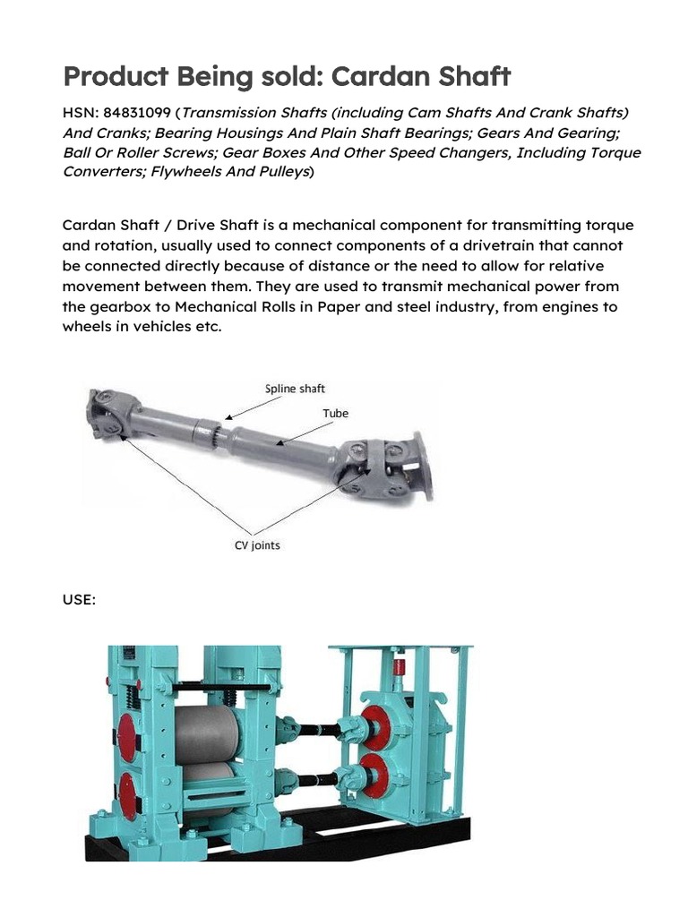CARDAN SHAFT Description PDF | PDF