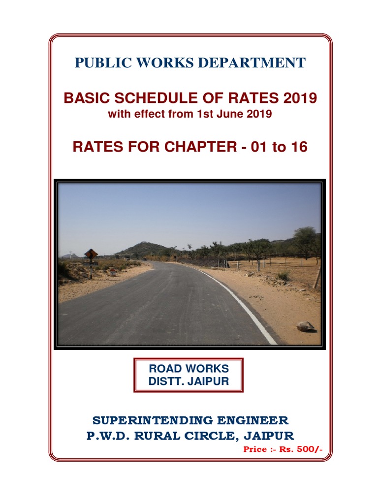 PWD Rural Circle Jaipur Road BSR 2019 (Jaipur) | PDF | Mortar (Masonry) | Construction Aggregate