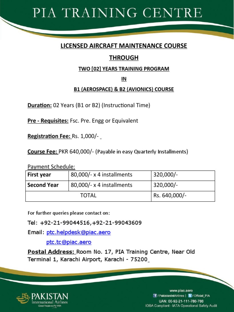 Licensed Aircraft Maintenance Course 02 Years Training Program B1 B2 | PDF