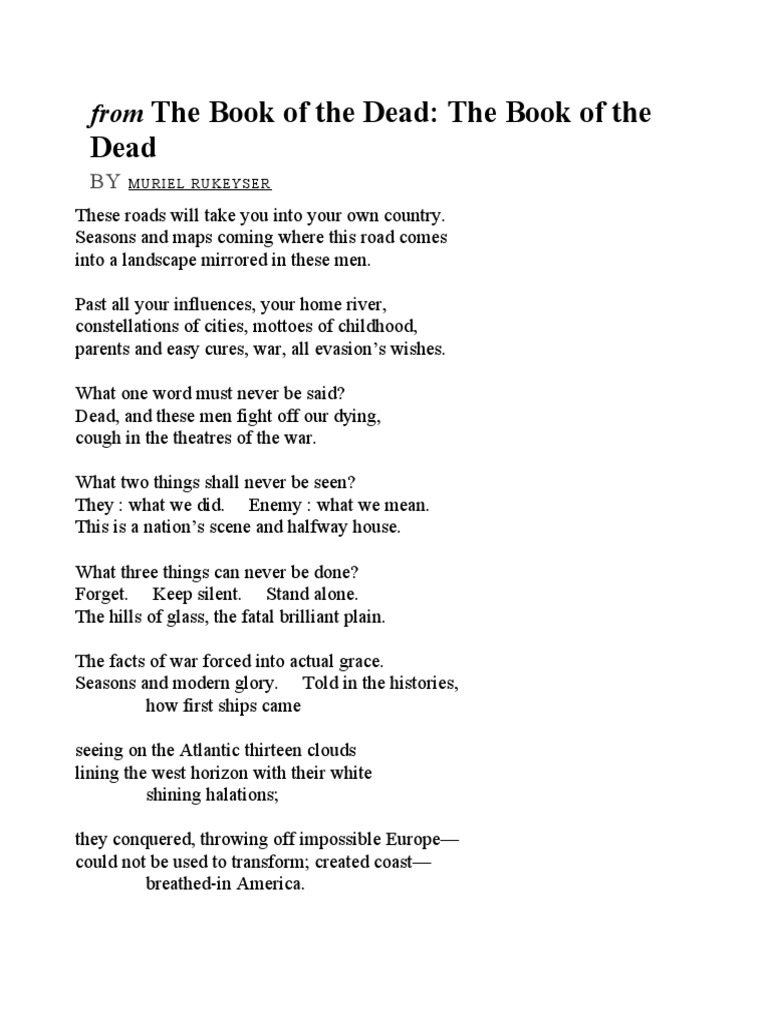 The Book of The Dead: The Book of The Dead: Muriel Rukeyser | PDF | Nature