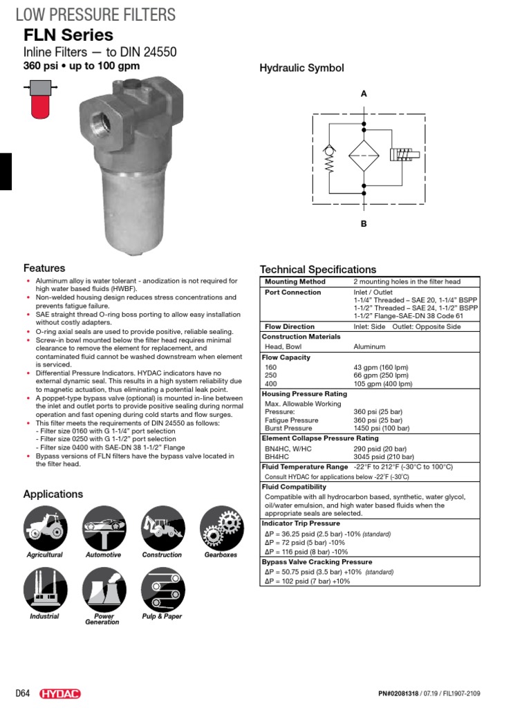 FLN Series: Inline Filters - To DIN 24550 | PDF | Materials | Chemistry