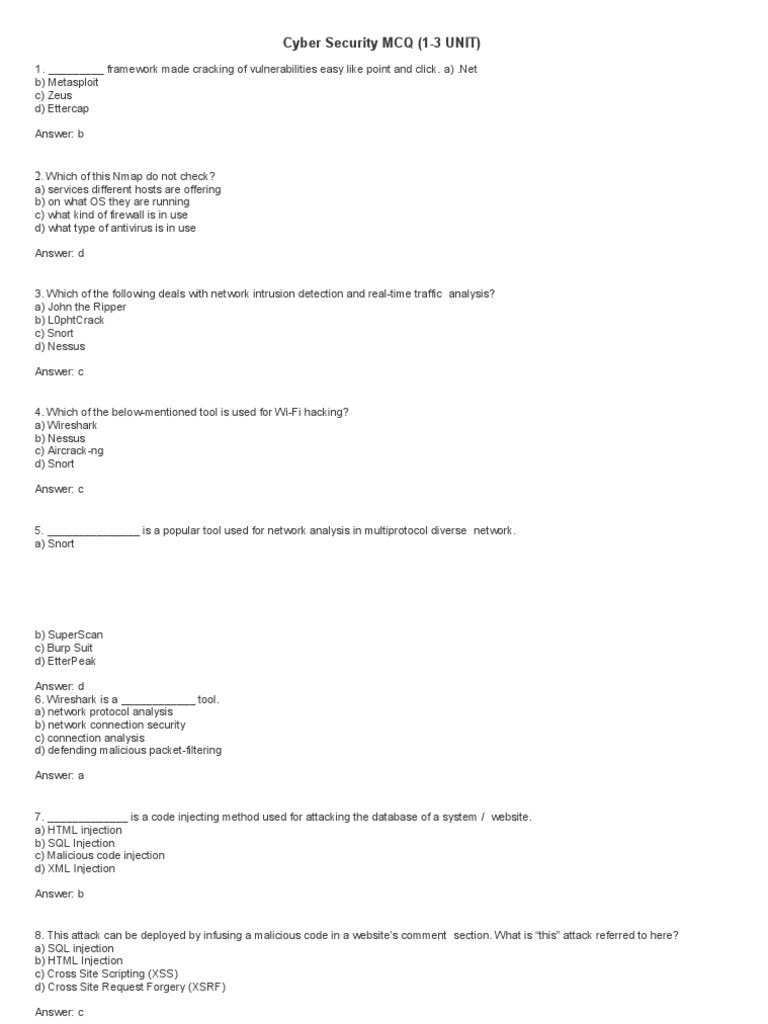 Cyber Security MCQ | PDF | Virtual Private Network | Cybercrime