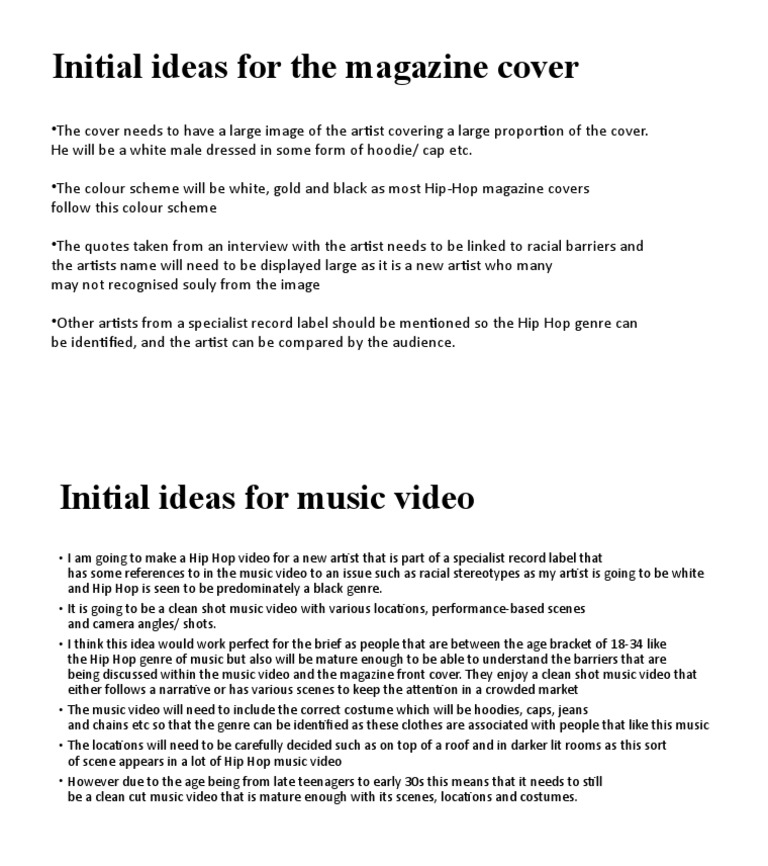 Initial Ideas | PDF