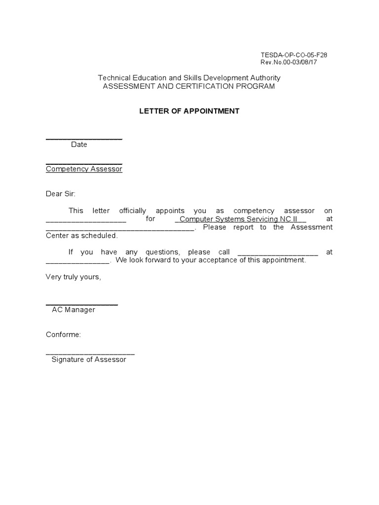 Letter of Appointment | PDF