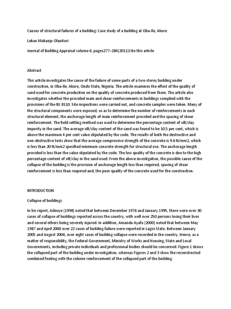 Causes of Structural Failures | PDF | Concrete | Civil Engineering