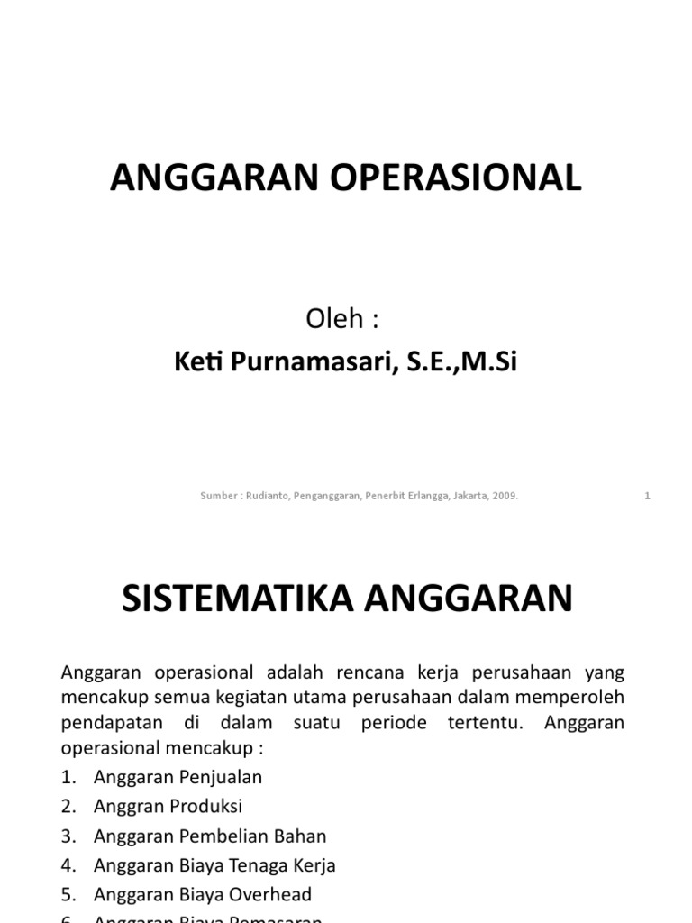 8 Jenis Anggaran Operasional Perusahaan | PDF