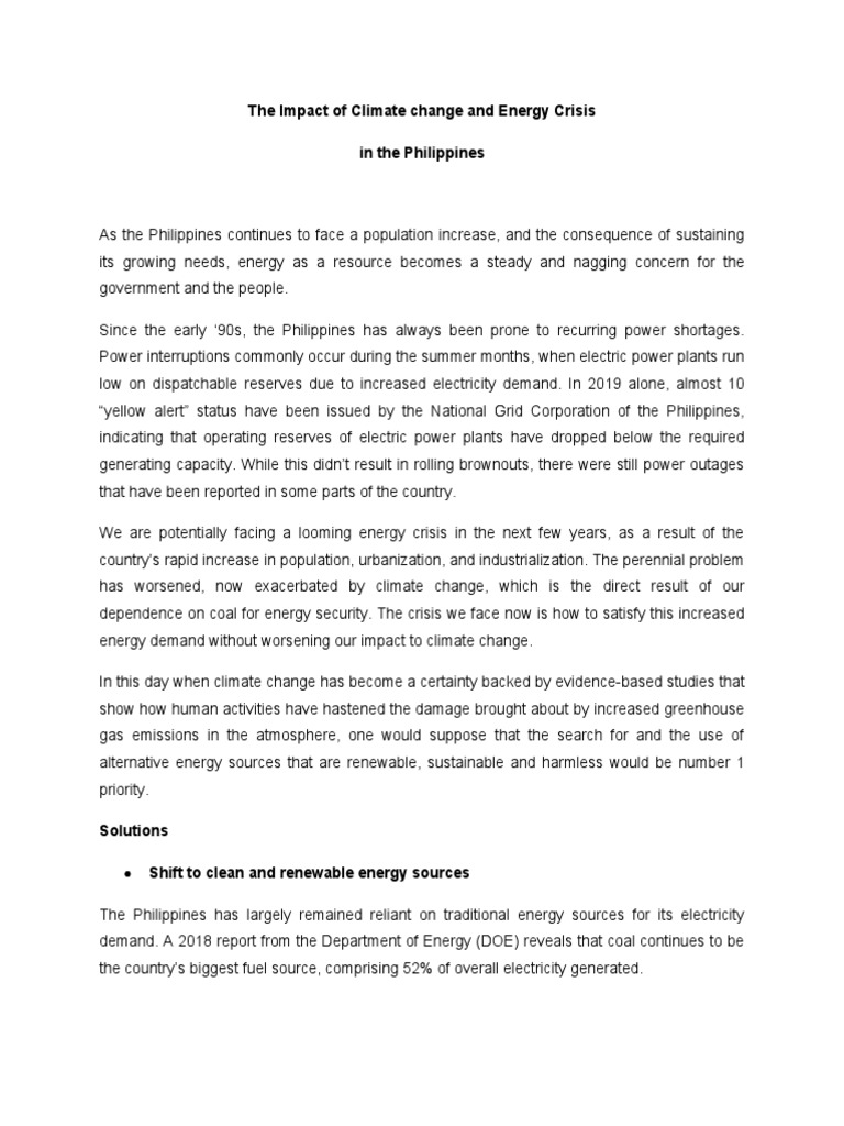 The Impact of Climate Change and Energy Crisis | PDF | Energy ...