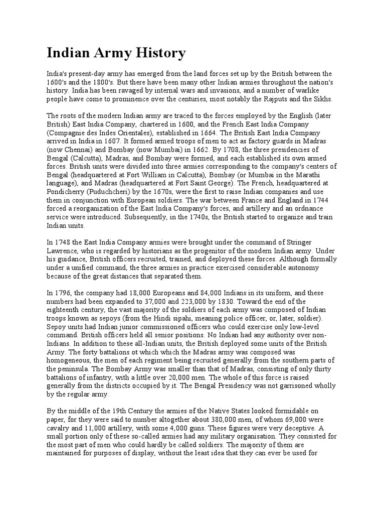 Indian Army | PDF | Indian Rebellion Of 1857 | Regiment