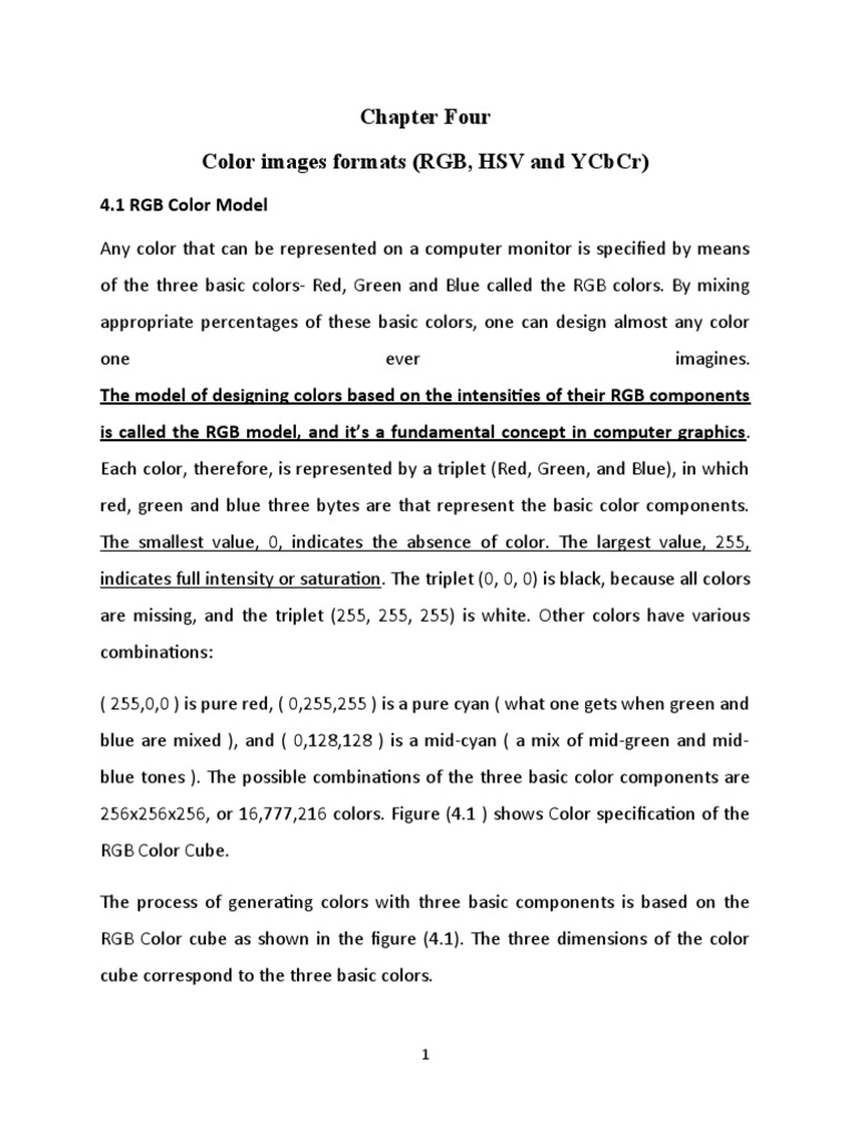 (Chapter Four - Color Images Formats (RGB, HSV and YCbCr | PDF | Data ...