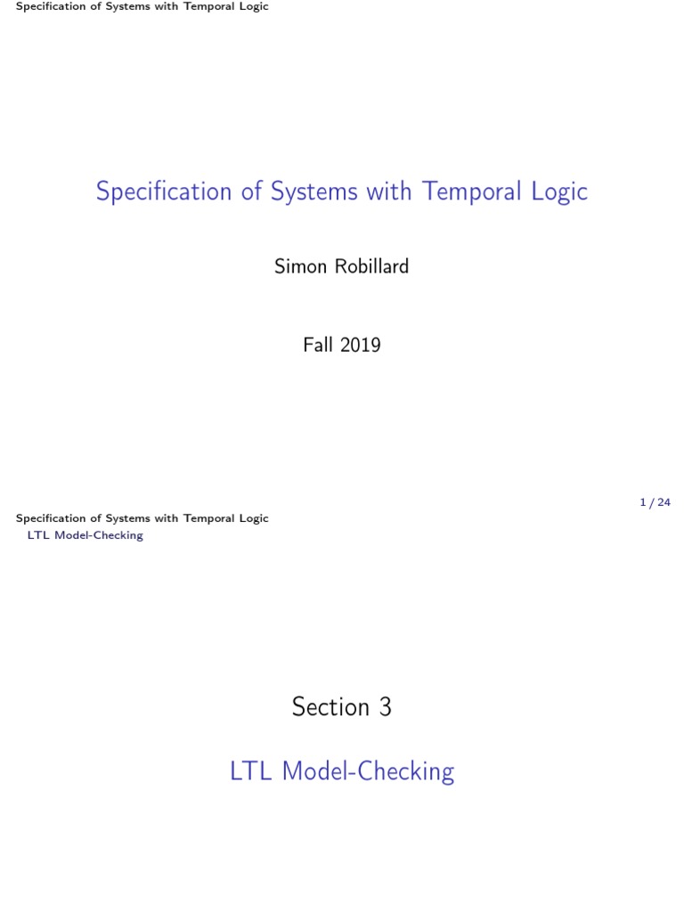 Specification of Systems With Temporal Logic: Simon Robillard | PDF ...