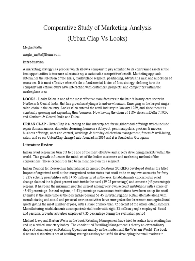 Comparative Study of Marketing Analysis | PDF | Retail | Marketing