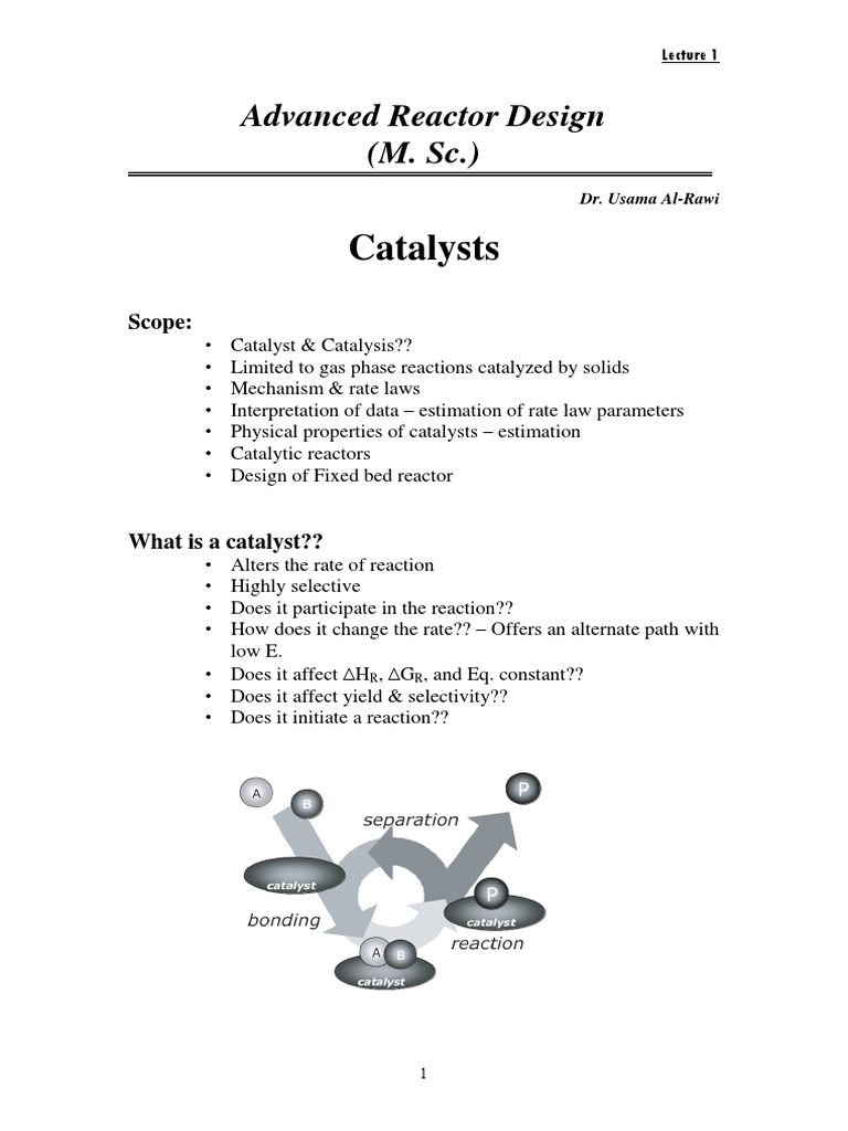 Advanced Reactor Design: Catalysts Overview | PDF | Adsorption | Catalysis