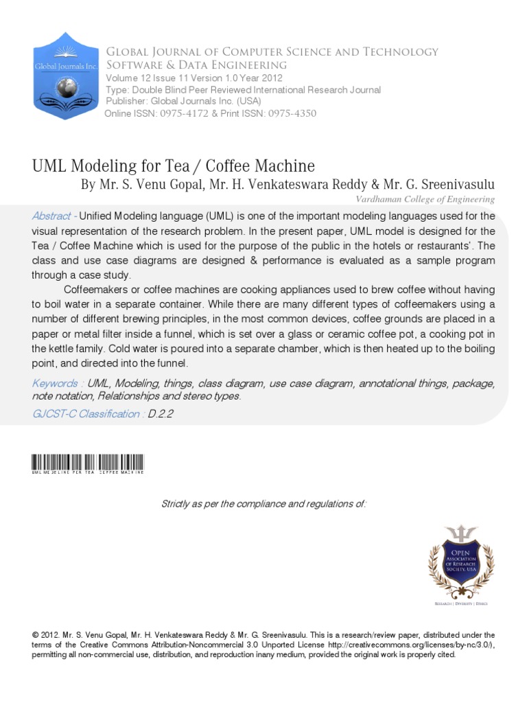 UML Modeling For Tea Coffee Machine | PDF | Unified Modeling Language ...