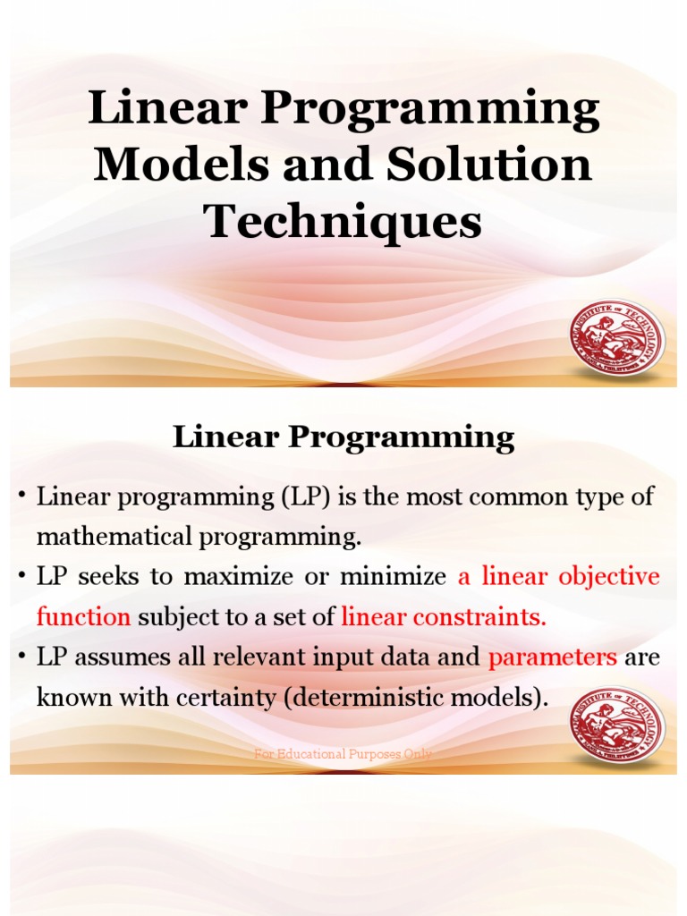 2F - LP Solution Techniques | PDF | Mathematical Optimization | Linear Programming