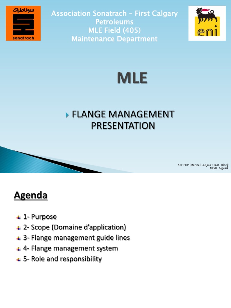 Flange Management Presentation: Association Sonatrach - First Calgary ...