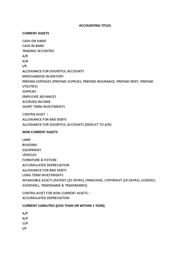 Accounting Titles | PDF