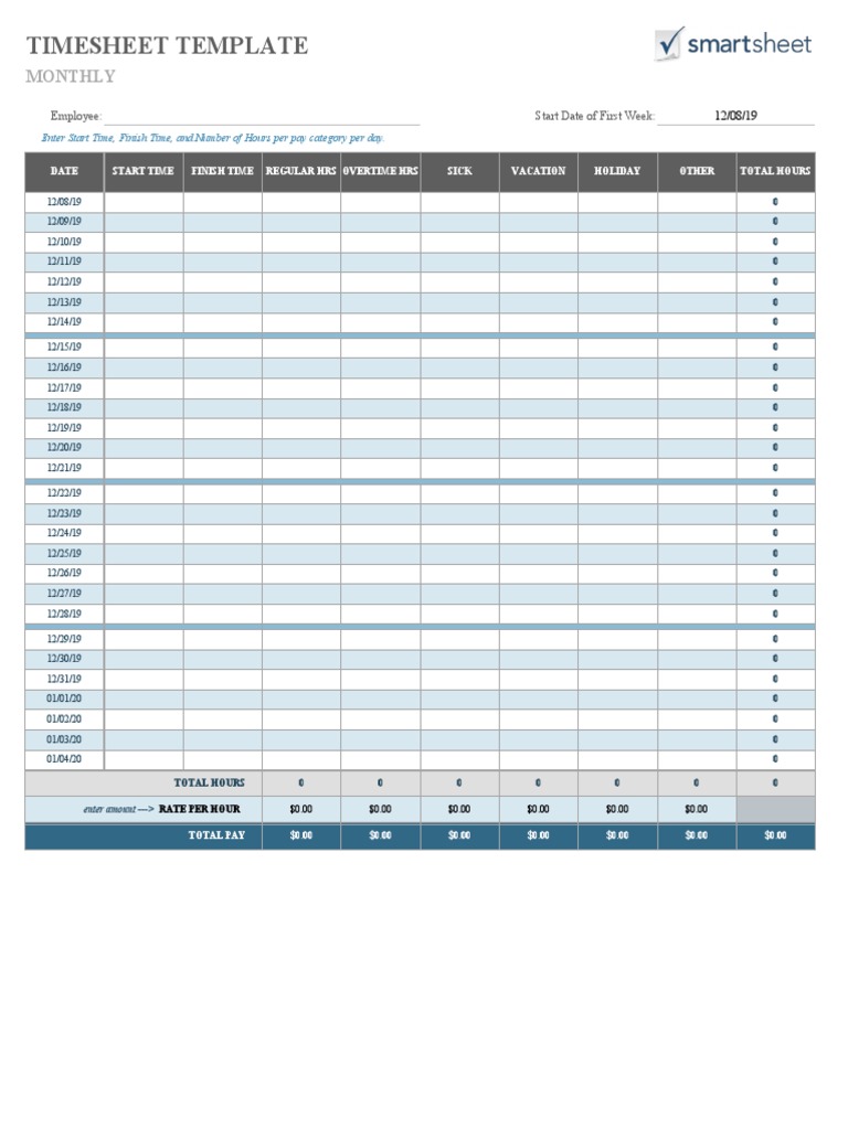 IC Largest Timesheet Collection Monthly Timesheet Template | PDF ...
