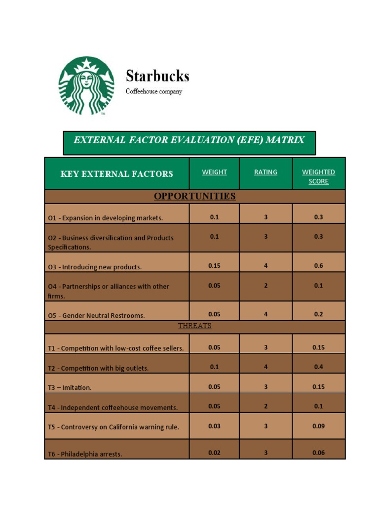 External Factor Evaluation (Efe) Matrix: Opportunities | Download Free ...