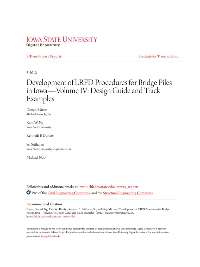 Development of LRFD Procedures For Bridge Piles in Iowa - Volume IV ...