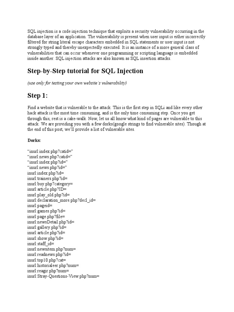 SQL Injection Is A Code Injection Technique That Exploits A Security ...