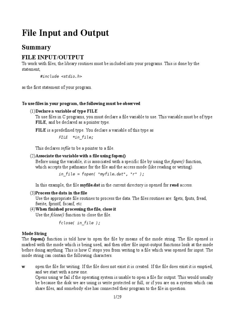 Input Output fileIO | PDF | Pointer (Computer Programming) | Computer Engineering