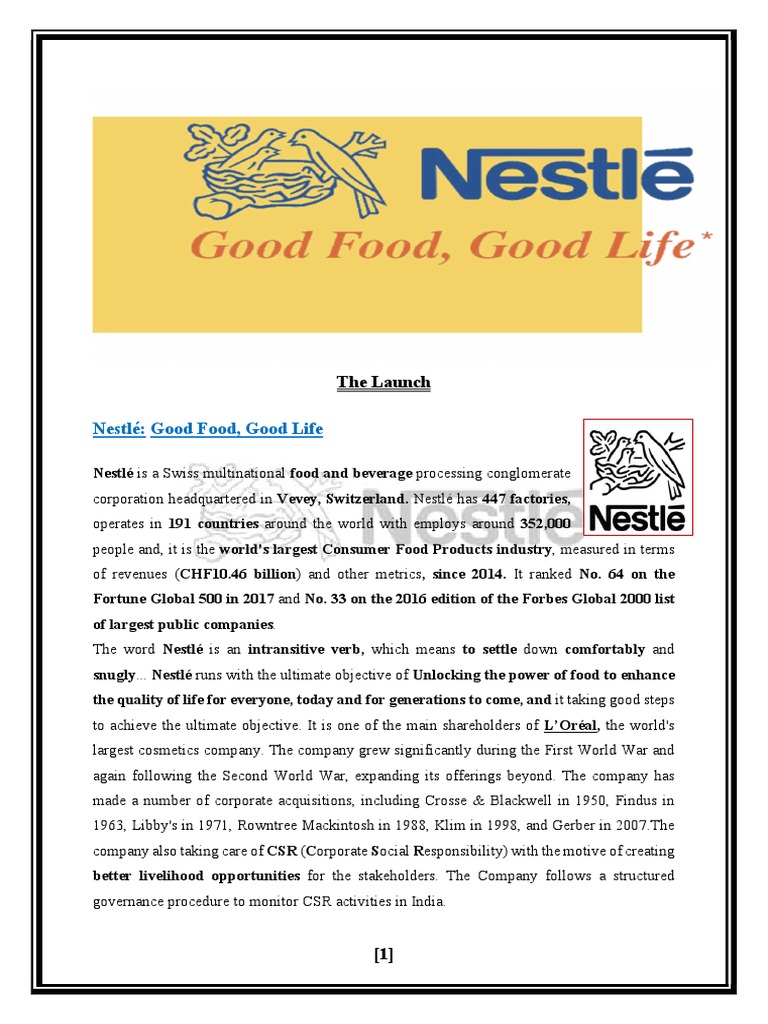 Nestlé: Good Food, Good Life: The Launch | PDF | Nestlé | Foods