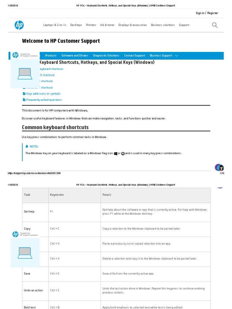 HP PCs - Keyboard Shortcuts, Hotkeys, and Special Keys (Windows) - HP ...