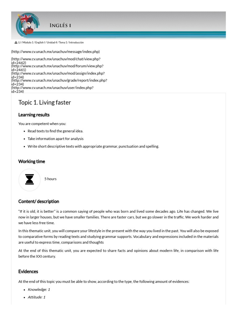 English I Module 1 Unit 4 Topic 1 Introduction | PDF | Learning ...