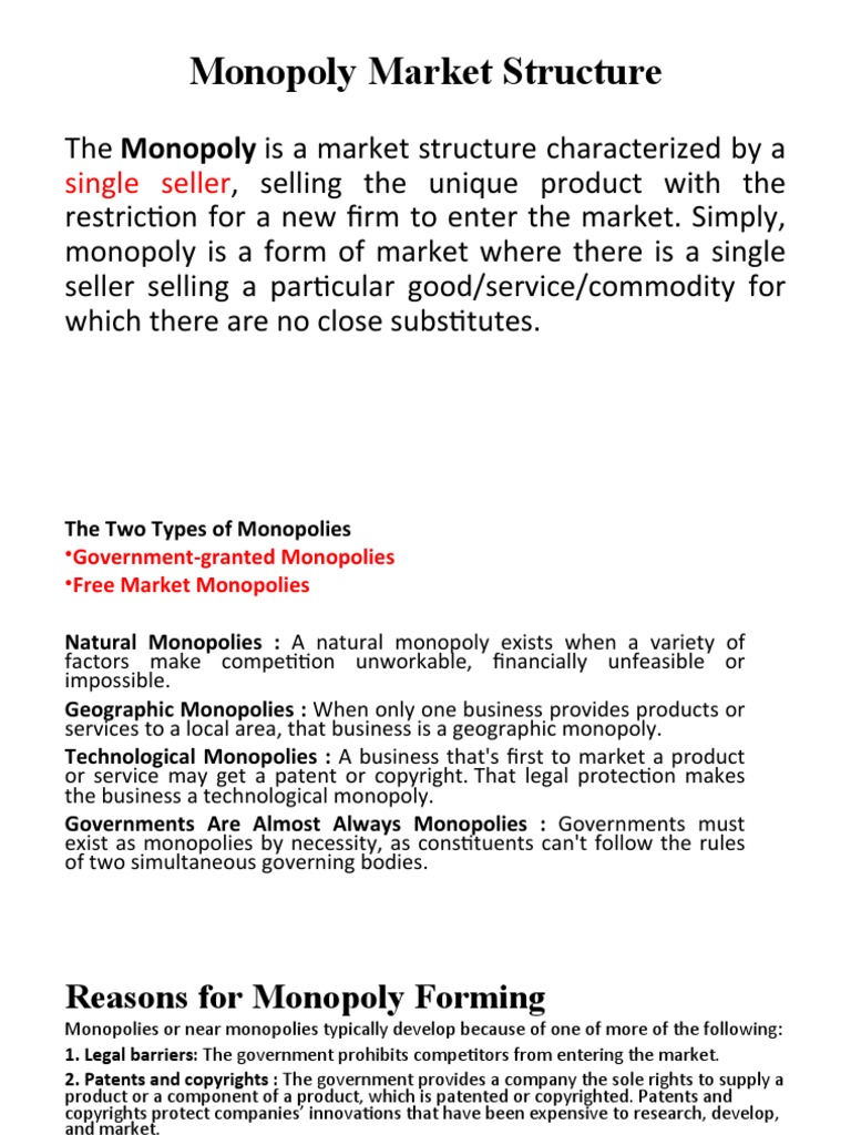 Monopoly Market Structure | PDF | Price Discrimination | Monopoly